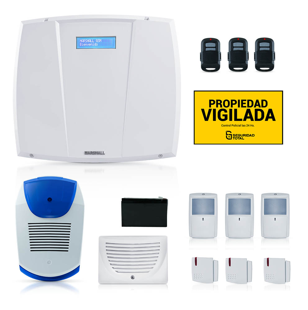 Kit Alarma Marshall 3 - Central + 3 IR + 3 Magnético + 3 Controles + 1 ...